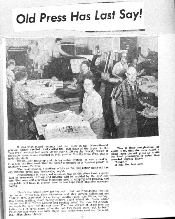 After 50 years, printing of News Herald returns to Cook County with a ...